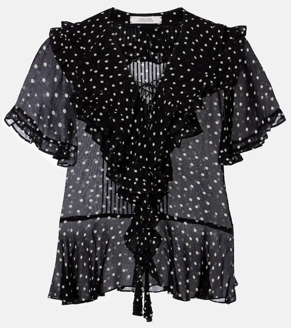 Dorothee Schumacher Polka-dot Georgette Blouse - Black