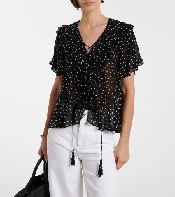 Dorothee Schumacher Polka-dot Georgette Blouse - Black