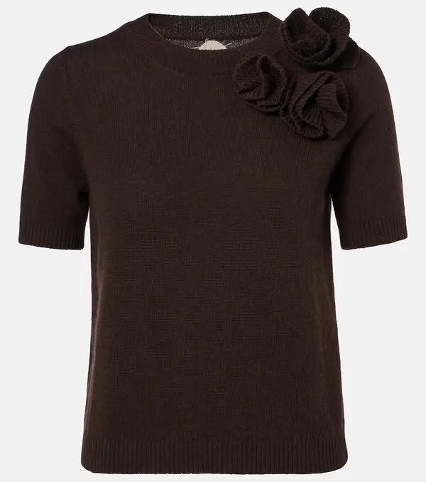 Jardin Des Orangers Floral Appliqué Wool And Cashmere Sweater - Brown