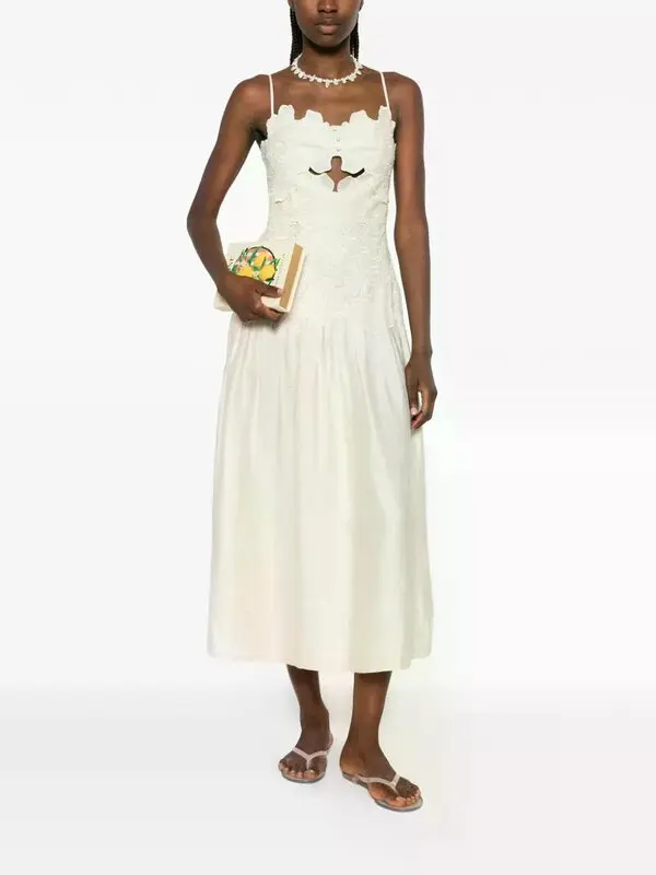 Sandro Floral Guipure Lace Cut-out Midi Dress
