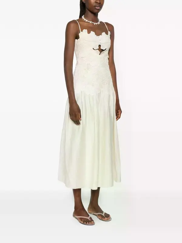 Sandro Floral Guipure Lace Cut-out Midi Dress