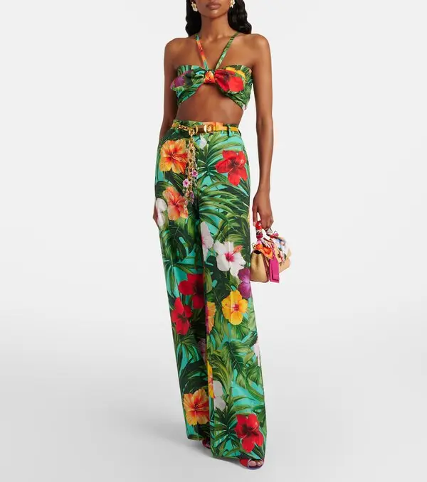 Dolce & Gabbana Floral Cotton Wide-leg Trousers
