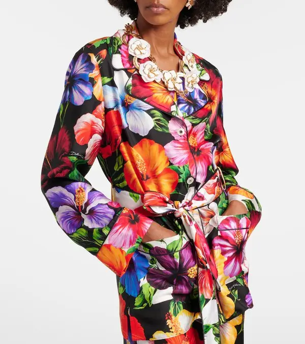Dolce & Gabbana Belted Floral Silk Shirt