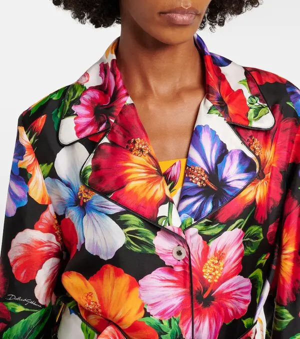Dolce & Gabbana Belted Floral Silk Shirt