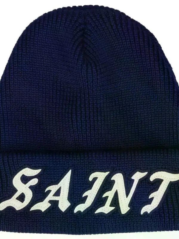 SAINT MXXXXXX Logo-patch Ribbed Beanie - Blue