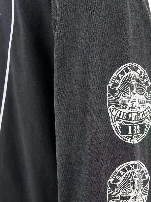 SAINT MXXXXXX Graphic-print Long-sleeve T-shirt - Black