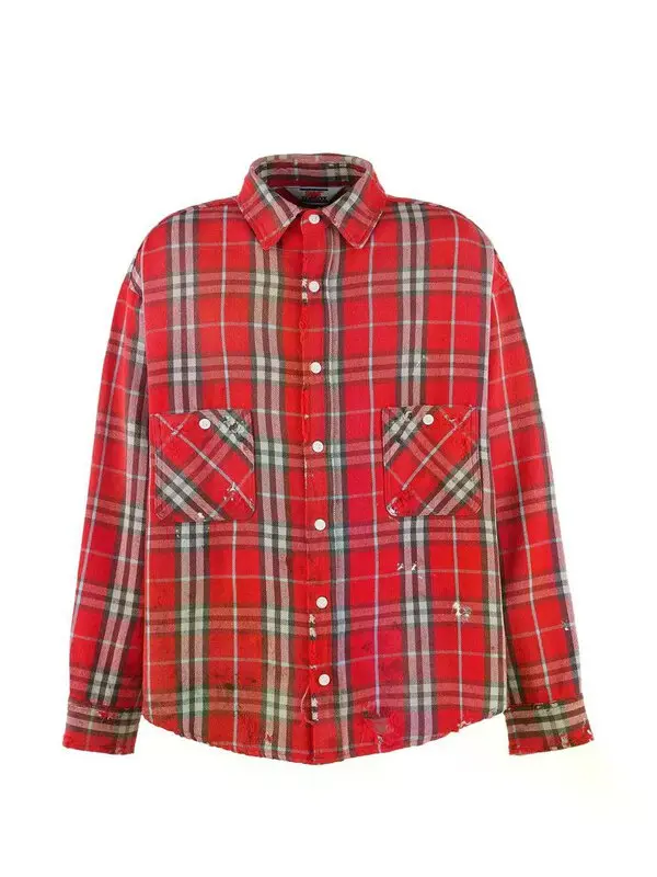 SAINT MXXXXXX Distressed Check-pattern Shirt