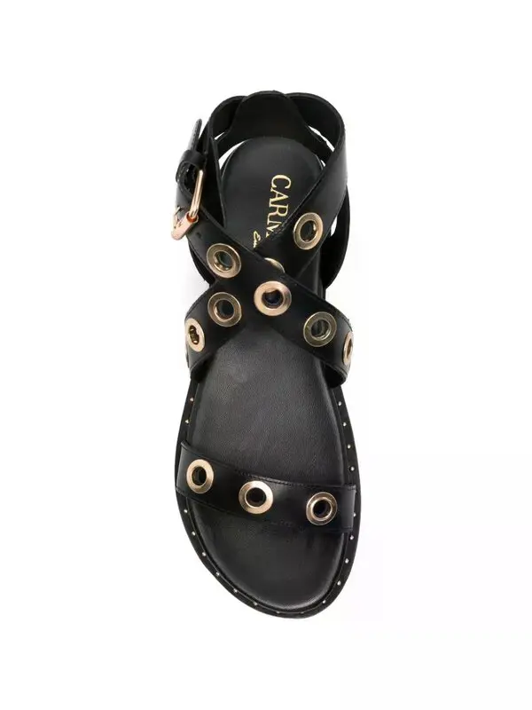 CARMELA Eyelet-embellished Cross-strap Sandals