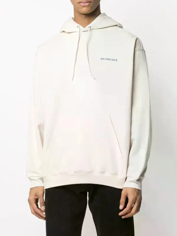 Balenciaga Logo Print Drawstring Hoodie
