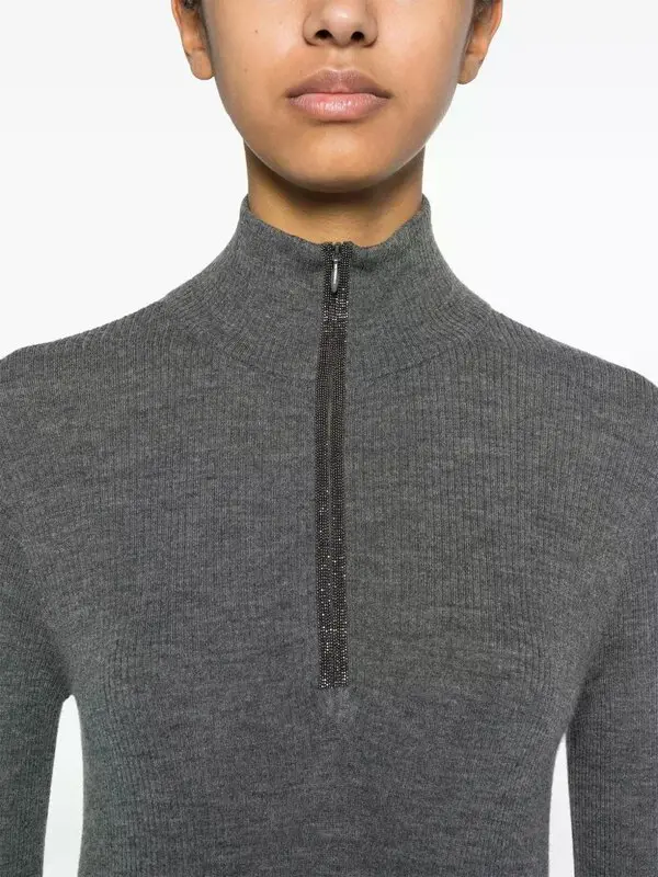 Brunello Cucinelli Monili Detail Jumper - Grey