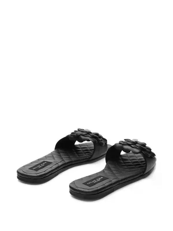 Philipp Plein Leather Flower Detail Sandals