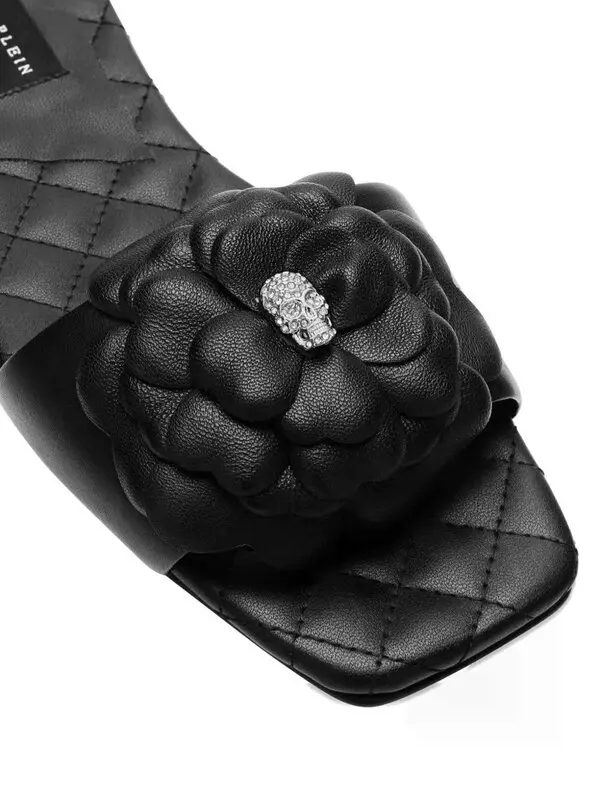 Philipp Plein Leather Flower Detail Sandals
