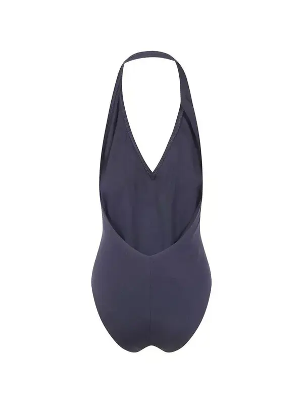 LAURA URBINATI Halterneck V-neck One Piece Swimsuit - Black