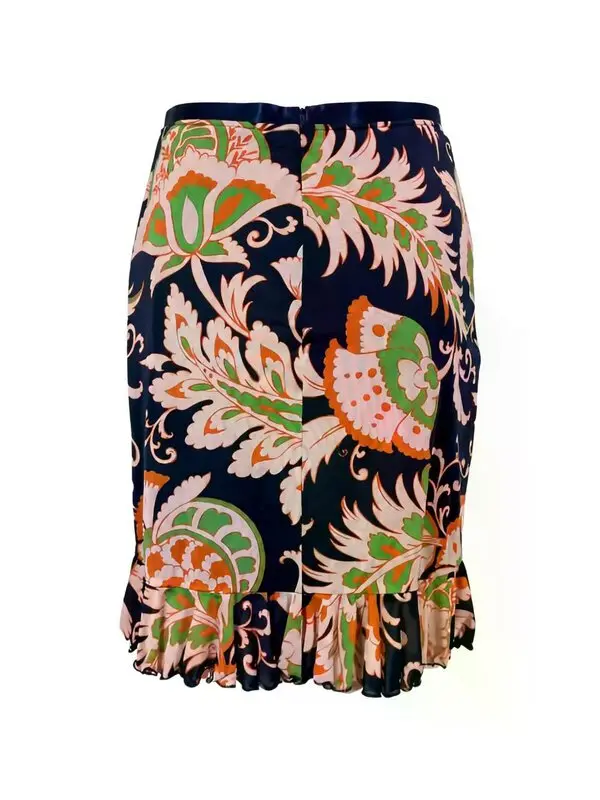 Etro Ruffled Floral Print Skirt - Blue