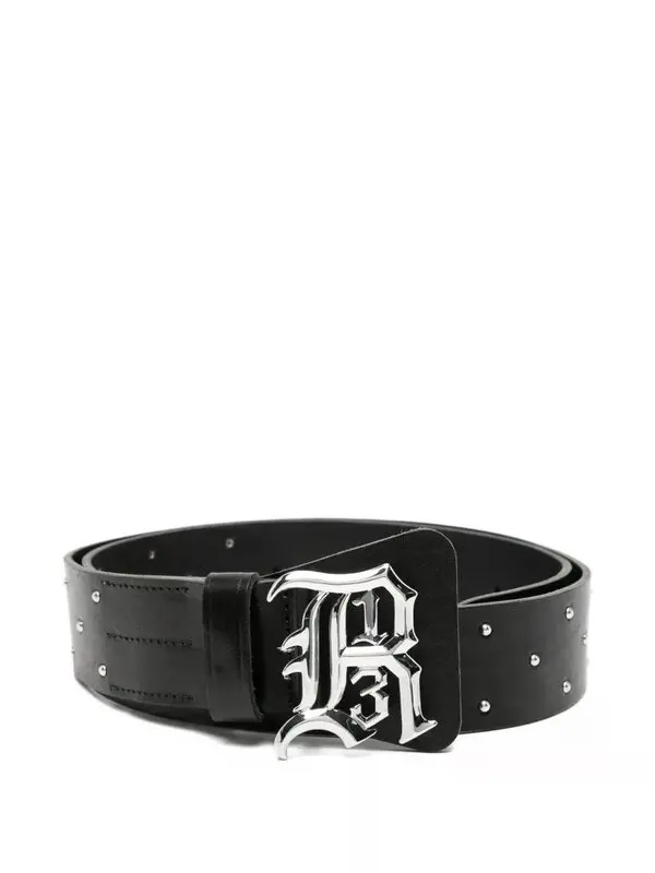 R13 Studded Logo-buckle Belt - Black