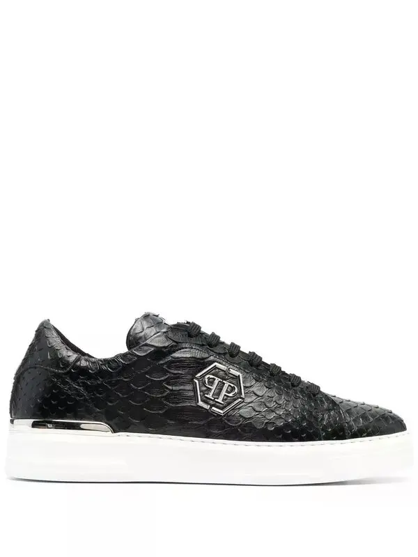 Philipp Plein Textured Snakeskin Effect Low-top Sneakers - Black