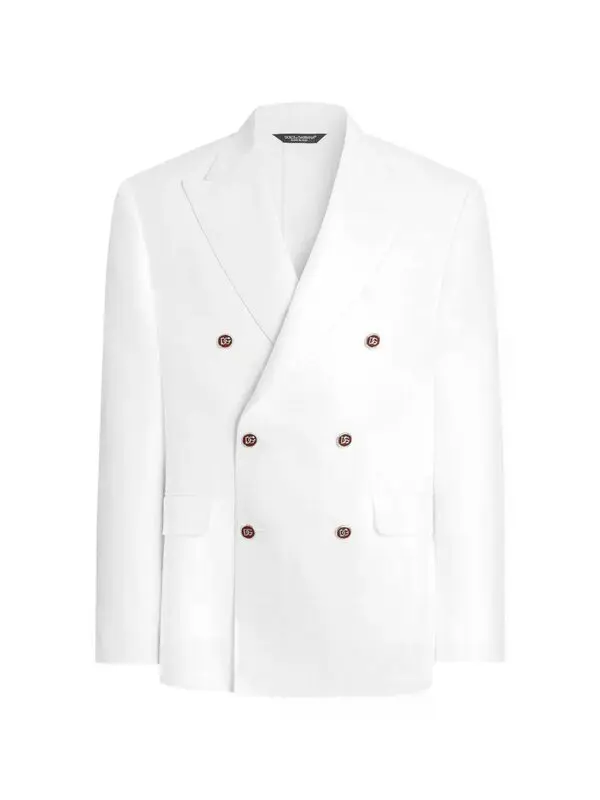 Dolce & Gabbana Sicilia Light Double-breasted Linen Jacket - White
