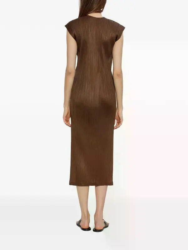 Issey Miyake Solid Pleated Midi Dress