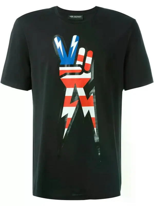 Neil Barrett Peace Sign Print T-shirt - Black