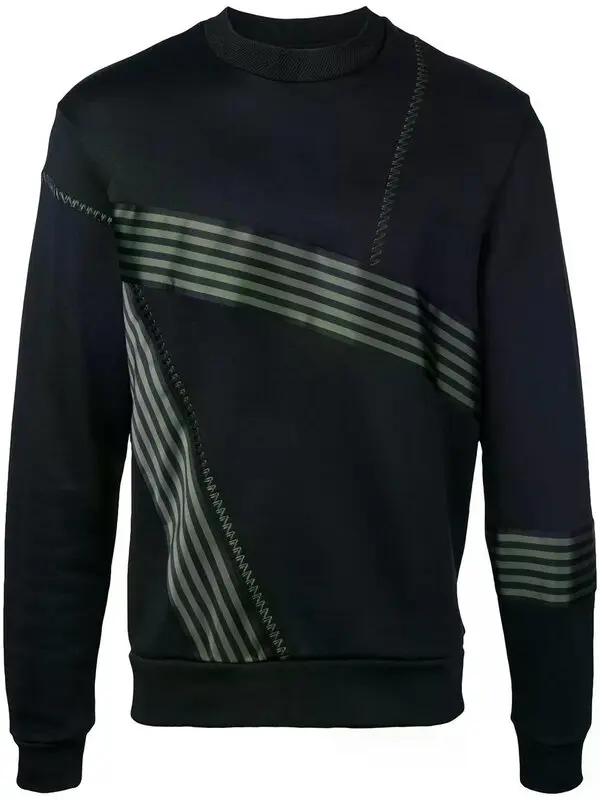 WOOYOUNGMI Striped Trim Sweatshirt - Black