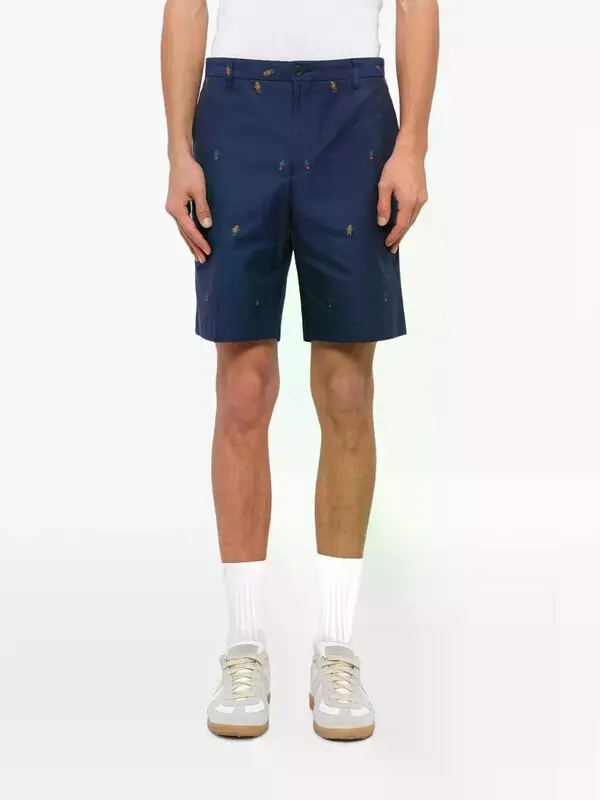 Kenzo Embroidered Chino Shorts - Blue