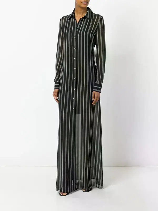 LANVIN Striped Maxi Shirt Dress