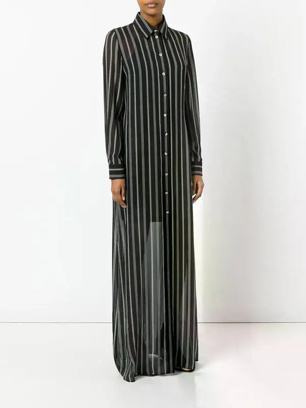 LANVIN Striped Maxi Shirt Dress