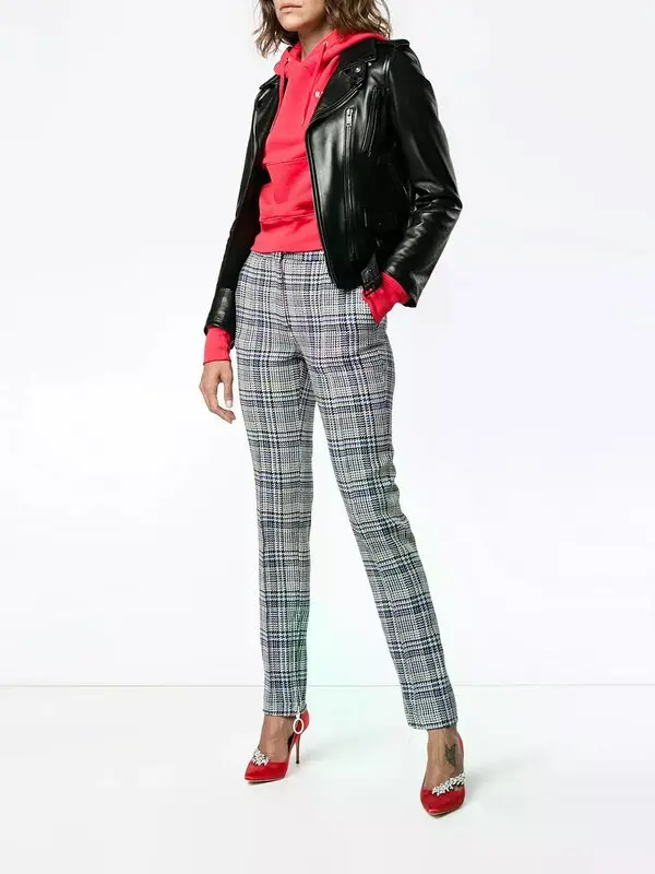 Off-White Tartan High Waisted Trousers - Blue