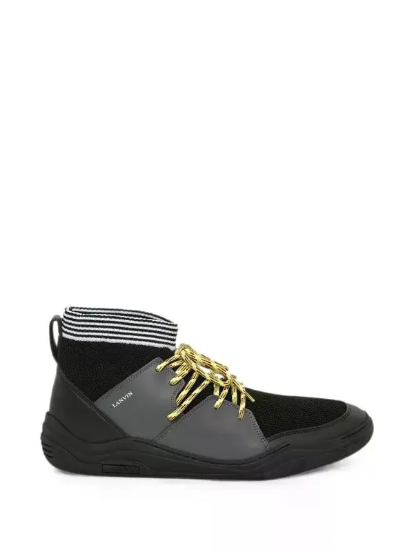 LANVIN Calf Leather And Techno Neoprene Diving Sneakers - Black