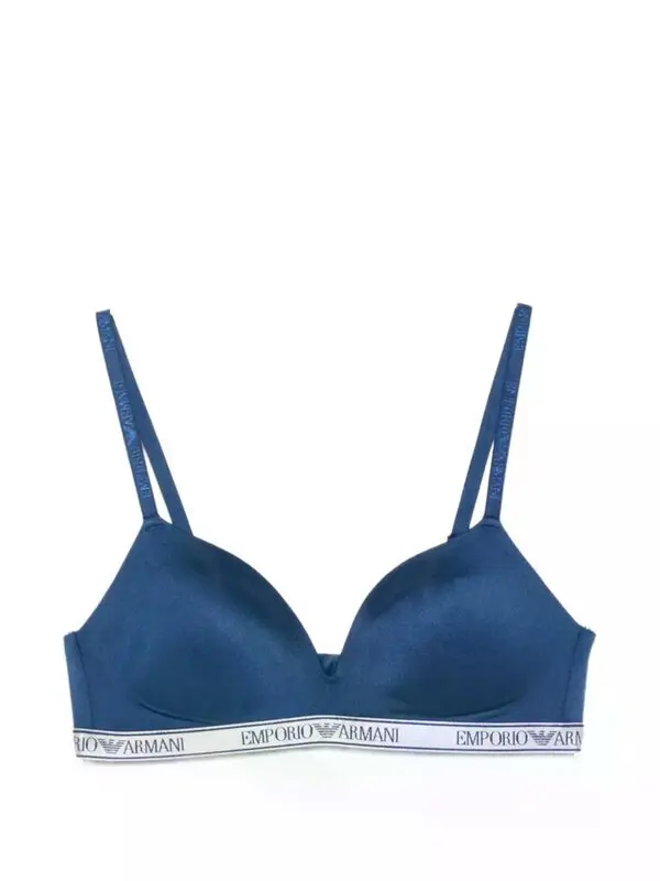 Emporio Armani Logo-tape Triangle Bra - Blue