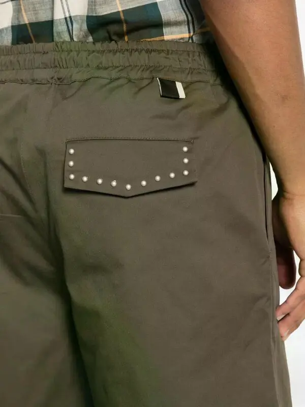 LOW BRAND George Coulisse Stud-embellished Drawstring Shorts - Green
