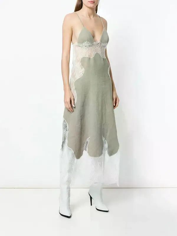 Off-White Panelled Lace Slip Dress