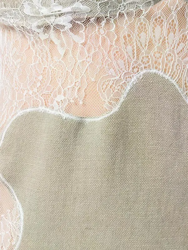 Off-White Panelled Lace Slip Dress
