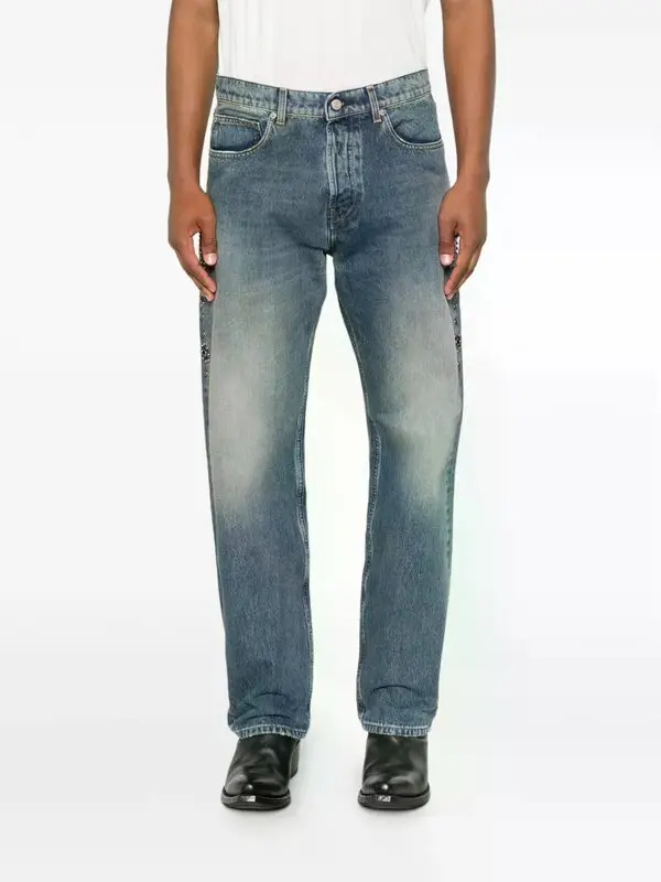HTC LOS ANGELES Stud-embellished Jeans - Blue
