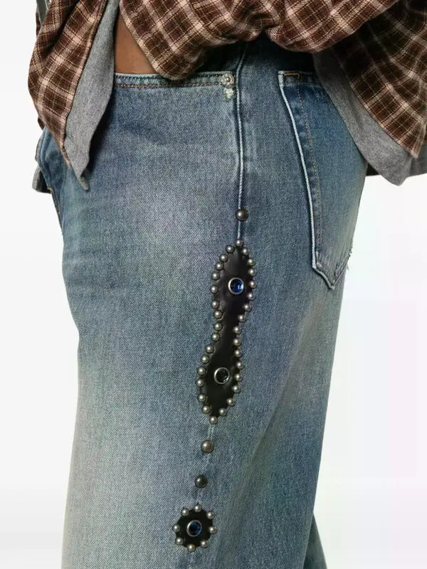 HTC LOS ANGELES Stud-embellished Jeans - Blue