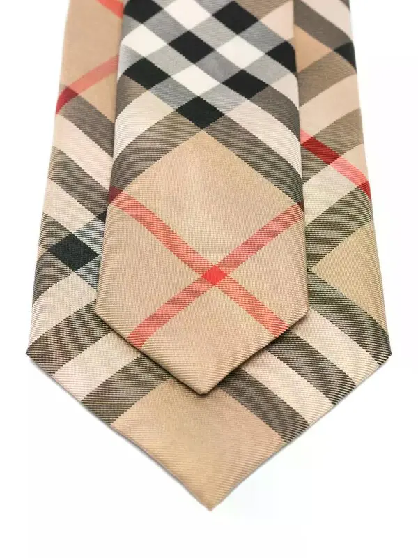 Burberry Check Pattern Neck Tie - Neutrals