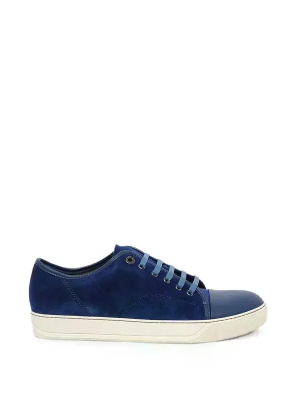 LANVIN Suede And Leather Toe-capped Lace-up Sneakers - Blue