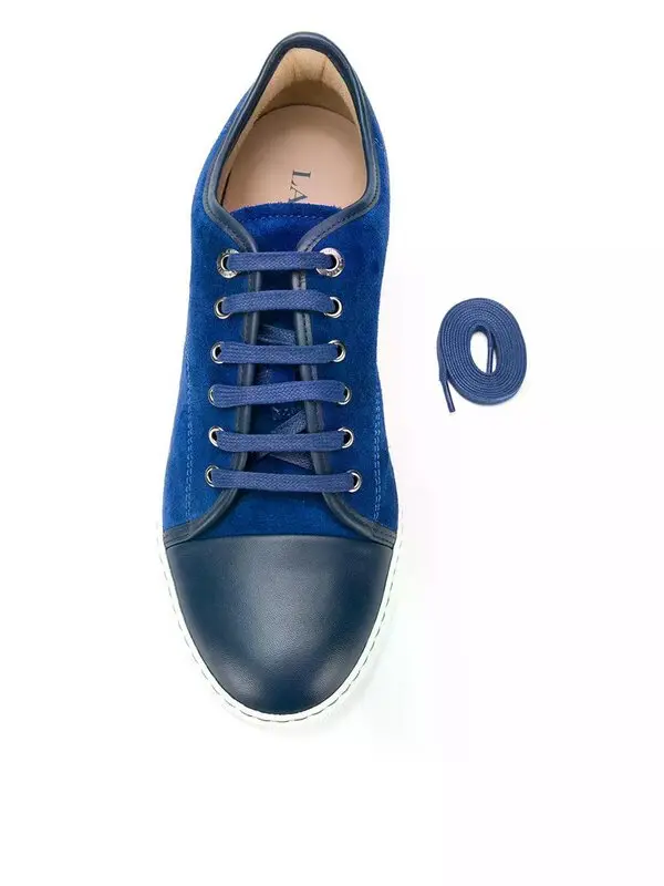 LANVIN Suede And Leather Toe-capped Lace-up Sneakers