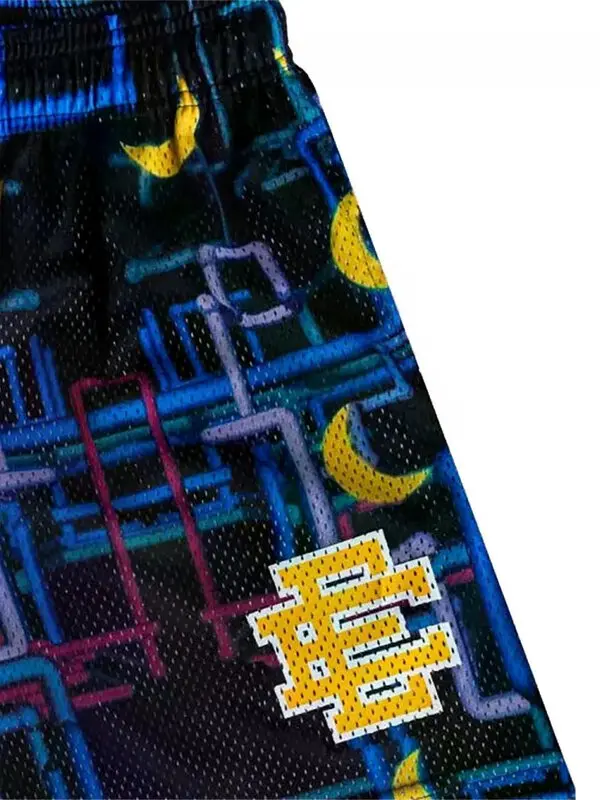 ERIC EMANUEL Graphic Print Mesh Shorts - Black