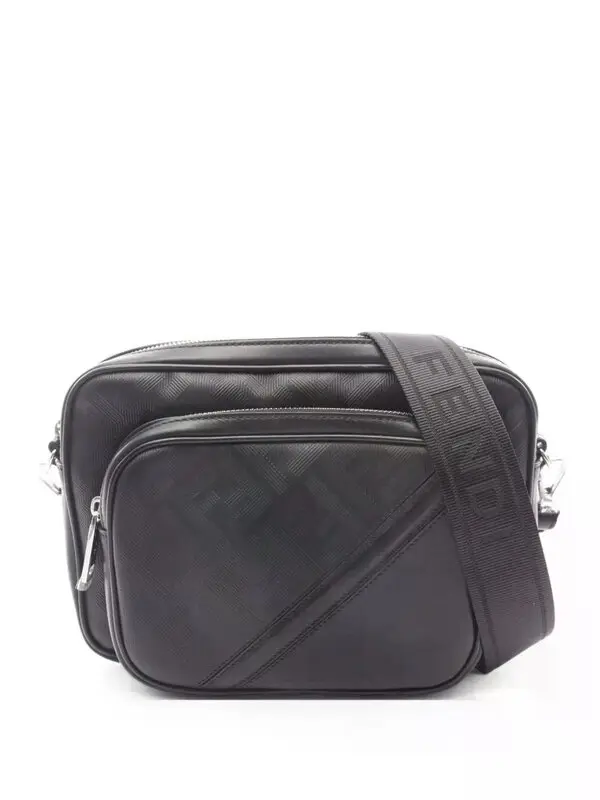 Fendi Shadow Diagonal Monogram Cross Body Bag - Black