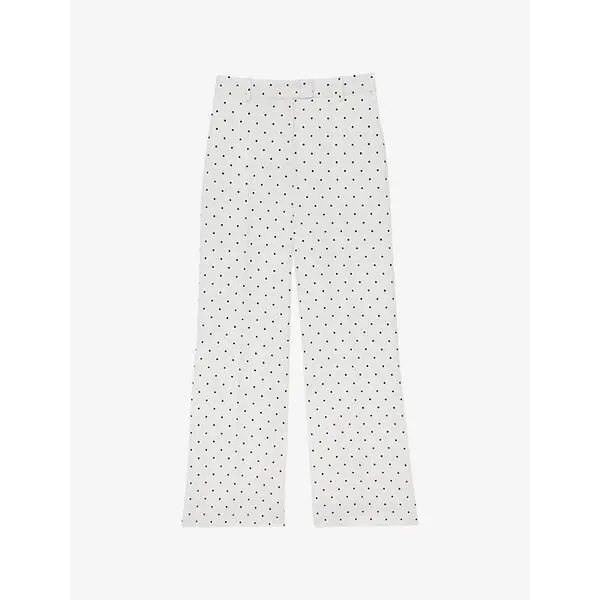 REISS Beatrix Polka Dot Woven Trousers - White Navy