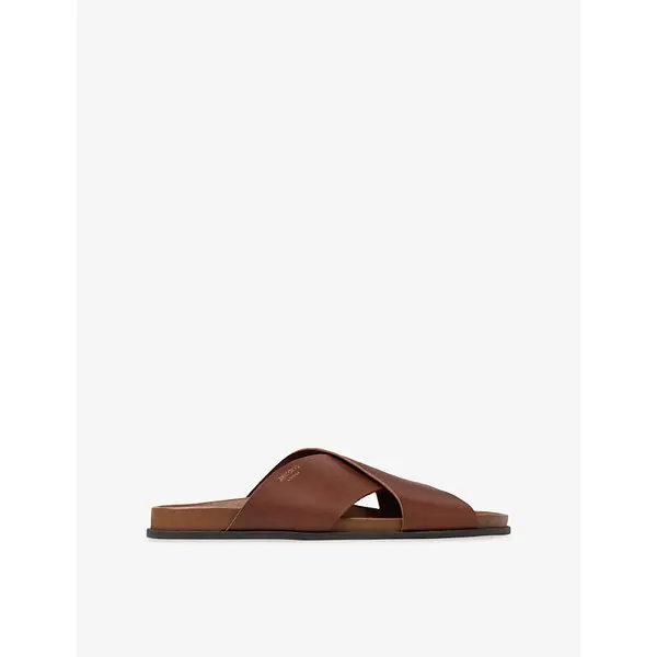 JIMMY CHOO Sol Leather Slides - Cigar