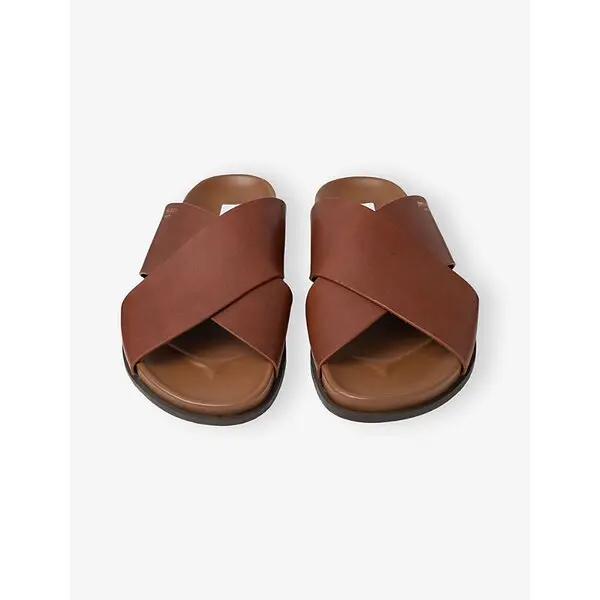 JIMMY CHOO Sol Leather Slides - Cigar
