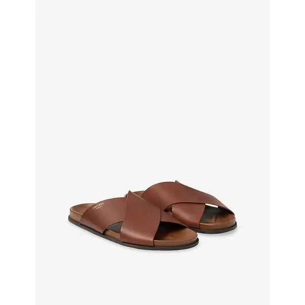 JIMMY CHOO Sol Leather Slides - Cigar
