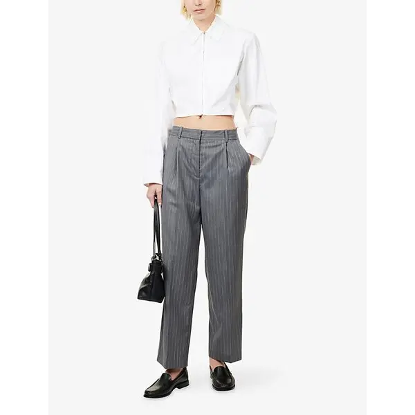 ANINE BING Trent Pinstripe Wool Trousers