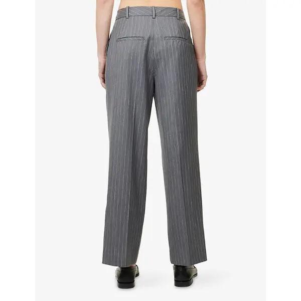 ANINE BING Trent Pinstripe Wool Trousers