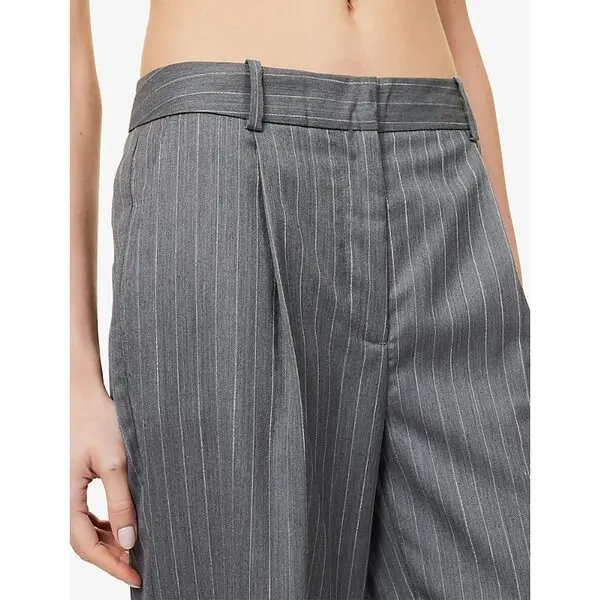 ANINE BING Trent Pinstripe Wool Trousers
