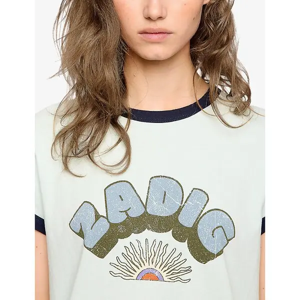 Zadig&Voltaire Branded Print Cotton-jersey T-shirt - Light Jade