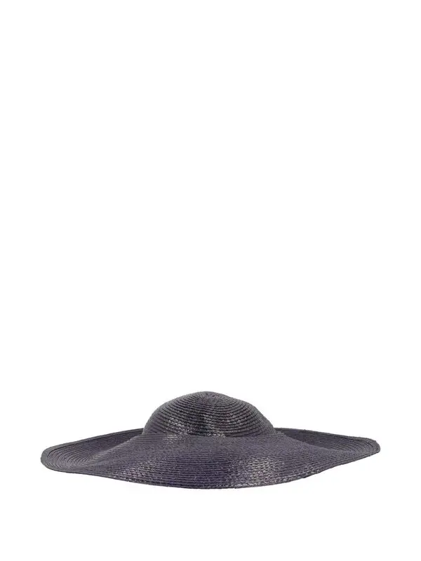Vintage Floral-detail Wide-brim Hat - Blue
