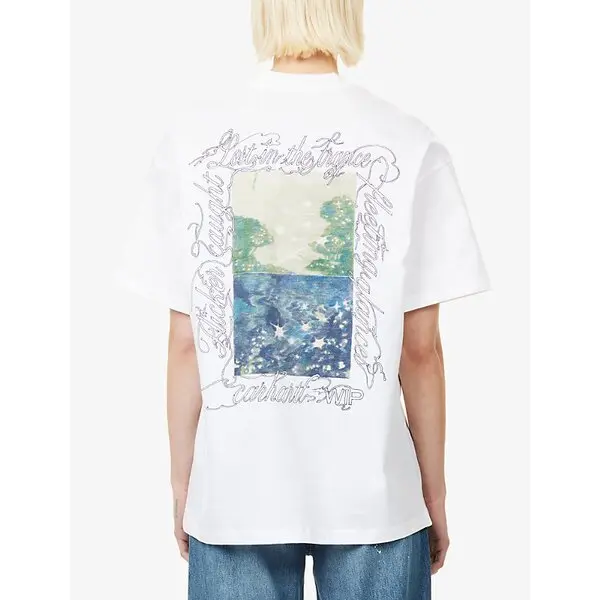 Carhartt Work In Progress Round Neck Logo Print Cotton T-shirt - White